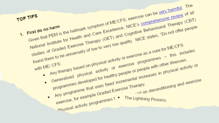 ME/CFS: Top Tips Handout for Doctors - Doctors with M.E.
